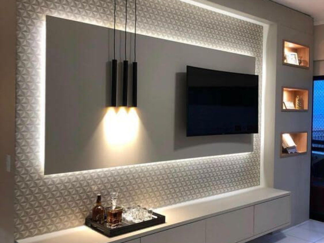 Police za TV od Gipsa sa rasvetom